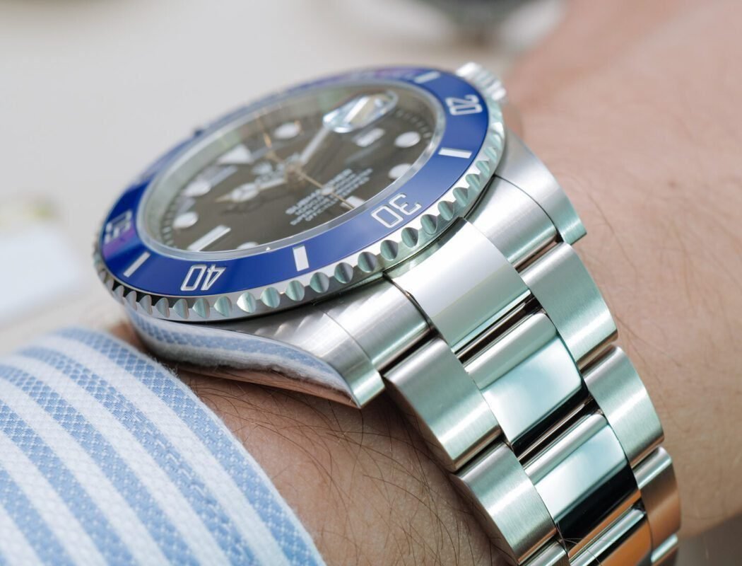 Rlx Submariner Date Silver Blue Black Dial Watch