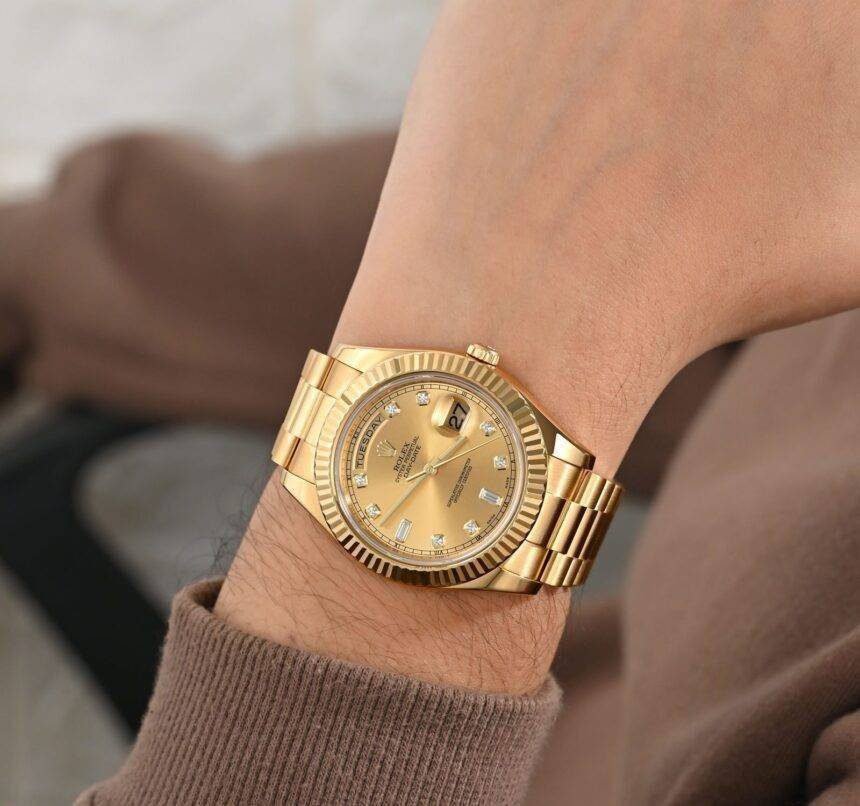 RLX Day-Date Gold Diamond Watch - SwiZZWatches